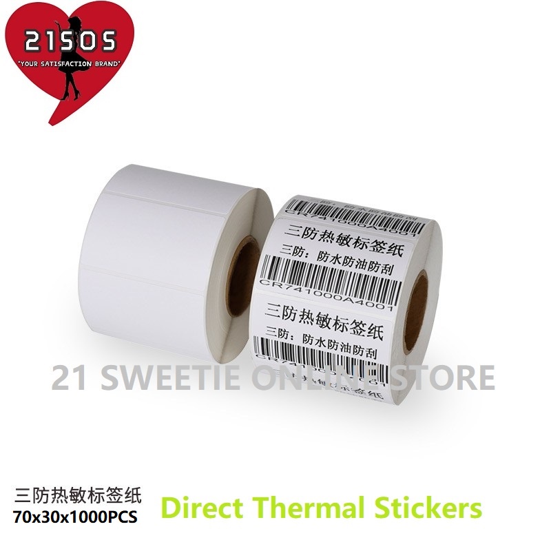 [1000pcs] DIRECT THERMAL PAPER 70mmx30mm LABEL STICKER 70x30 Thermal ...