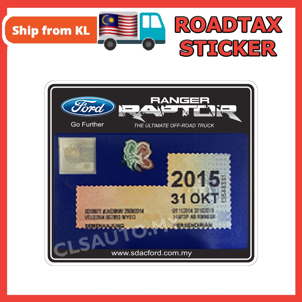 FORD Design Road Tax Sticker / RoadTax Kereta Decal Road Tax Ranger ...