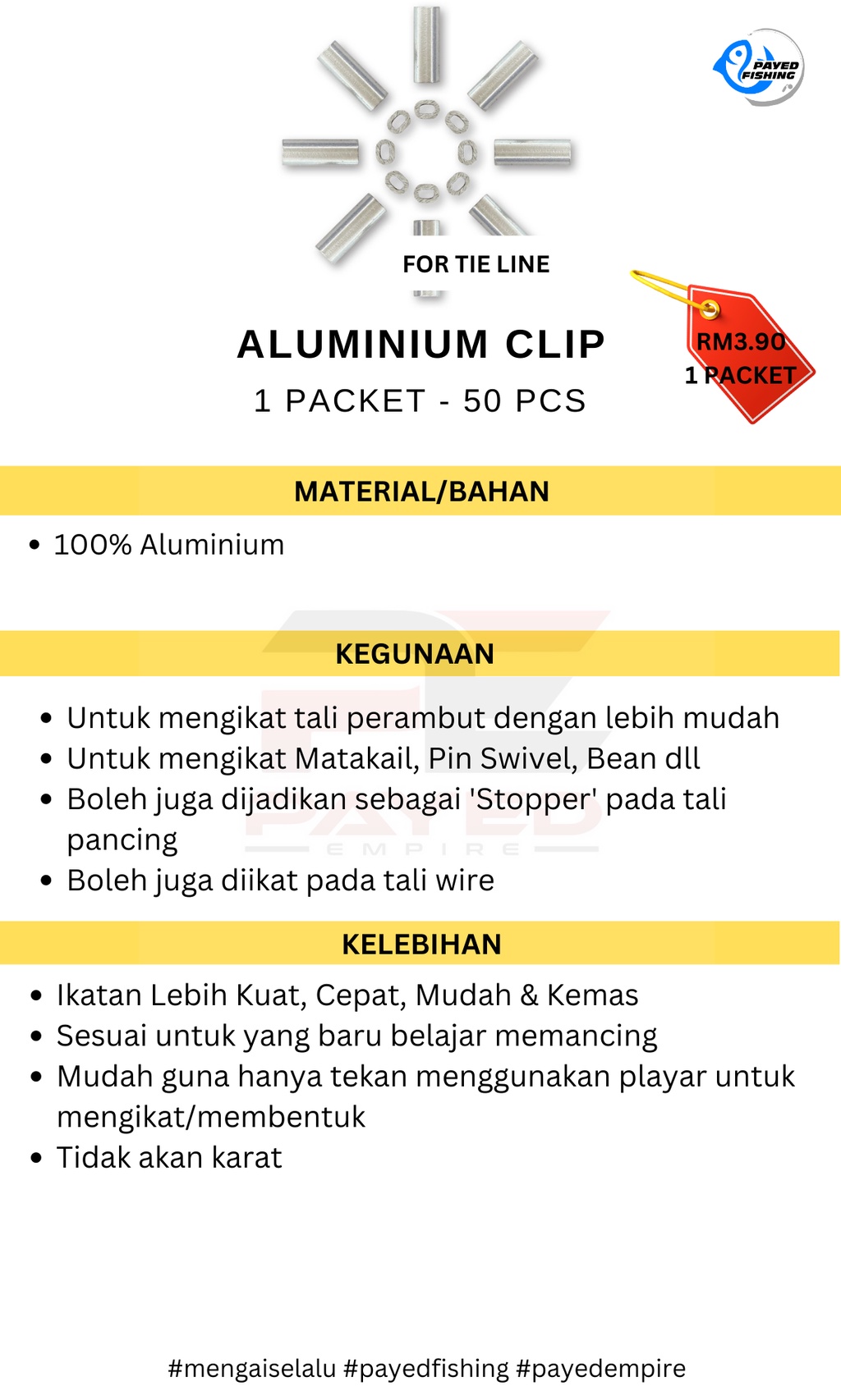 Aluminium Klip untuk Mengikat Tali Pancing, Matakail, Swivel Bentuk ...