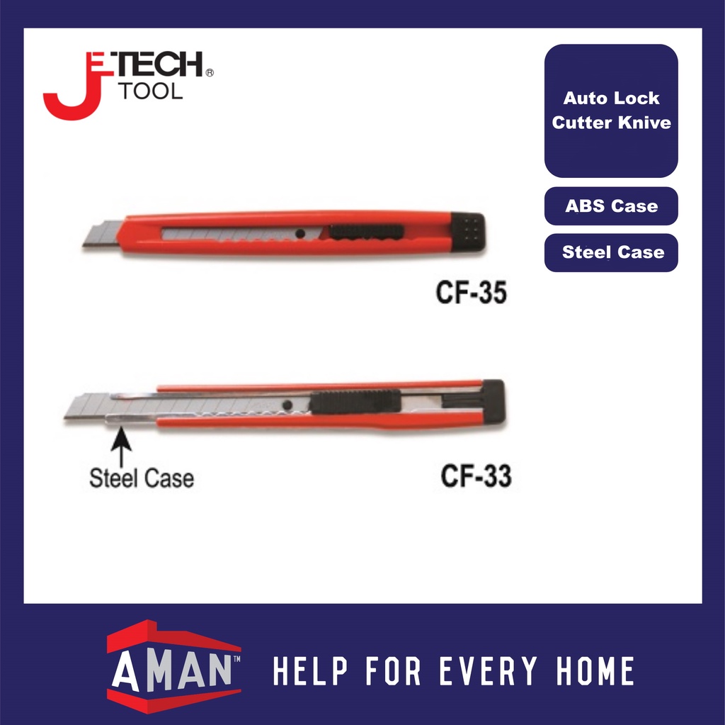 JETECH Auto Lock ABS Case Steel Case Cutter Knife 9mm | Shopee Malaysia