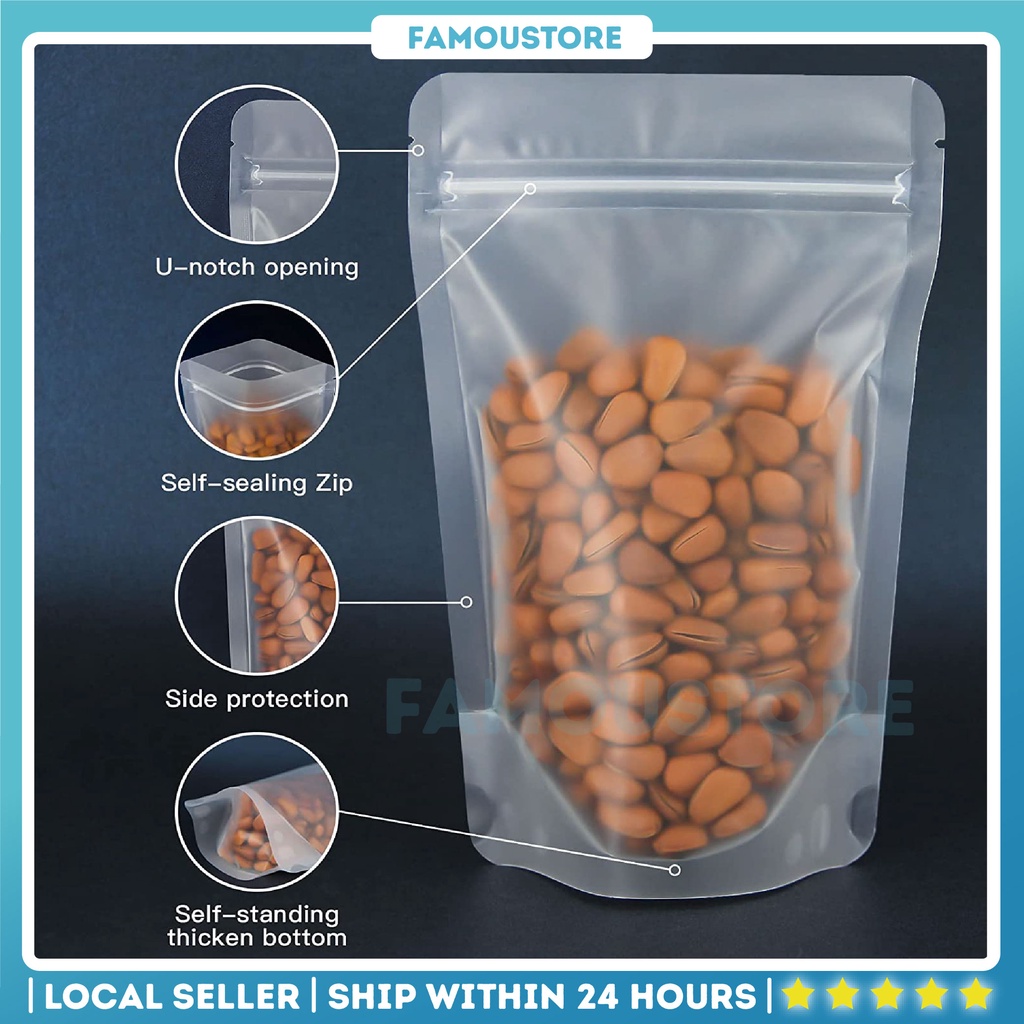 50PCS Matte Ziplock Bag Standing Zipper Bag Stand Pouch Zip Lock ...