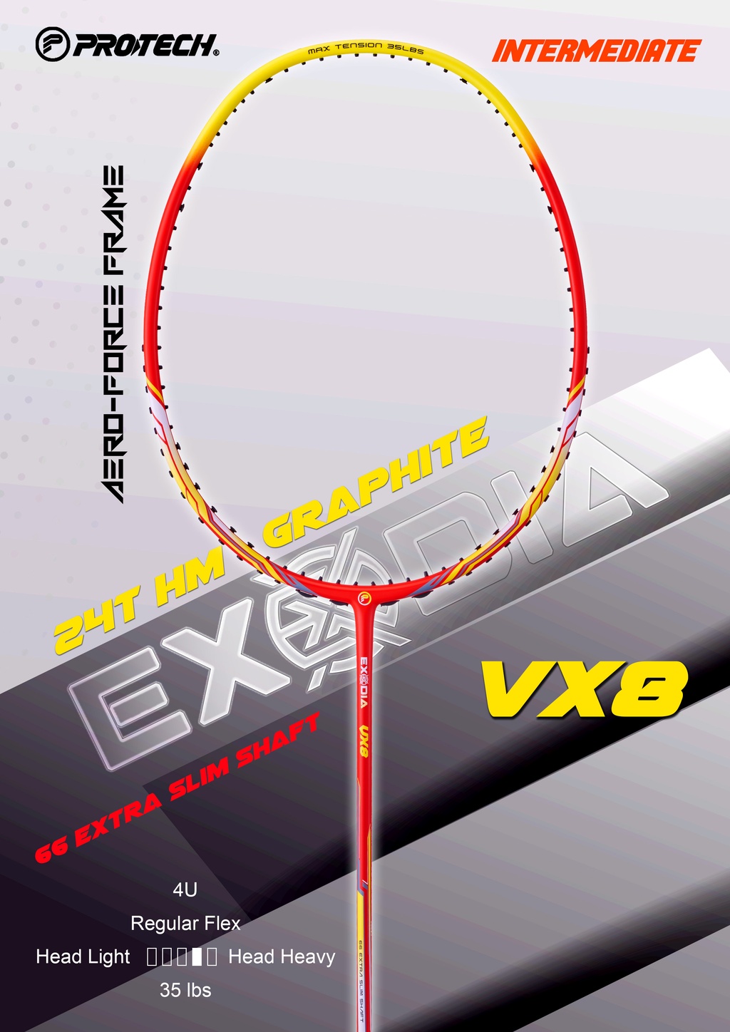 Protech EXODIA VX1/VX3/VX5/VX6/VX7/VX8/VX9 (MAX 35LBS)(100% ORIGINAL) Badminton Racket | Shopee ...