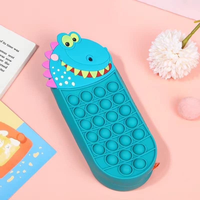 Popit pen box with cute patterns for children - silicone pen box ...
