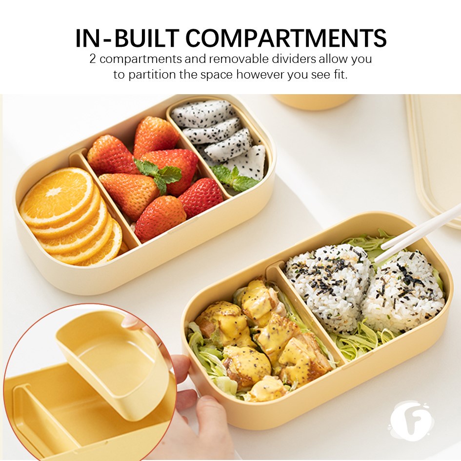 KIMSCOOK Bamboo Fiber Lunch Box with Bag(1200ml) Antibacterial Bento ...