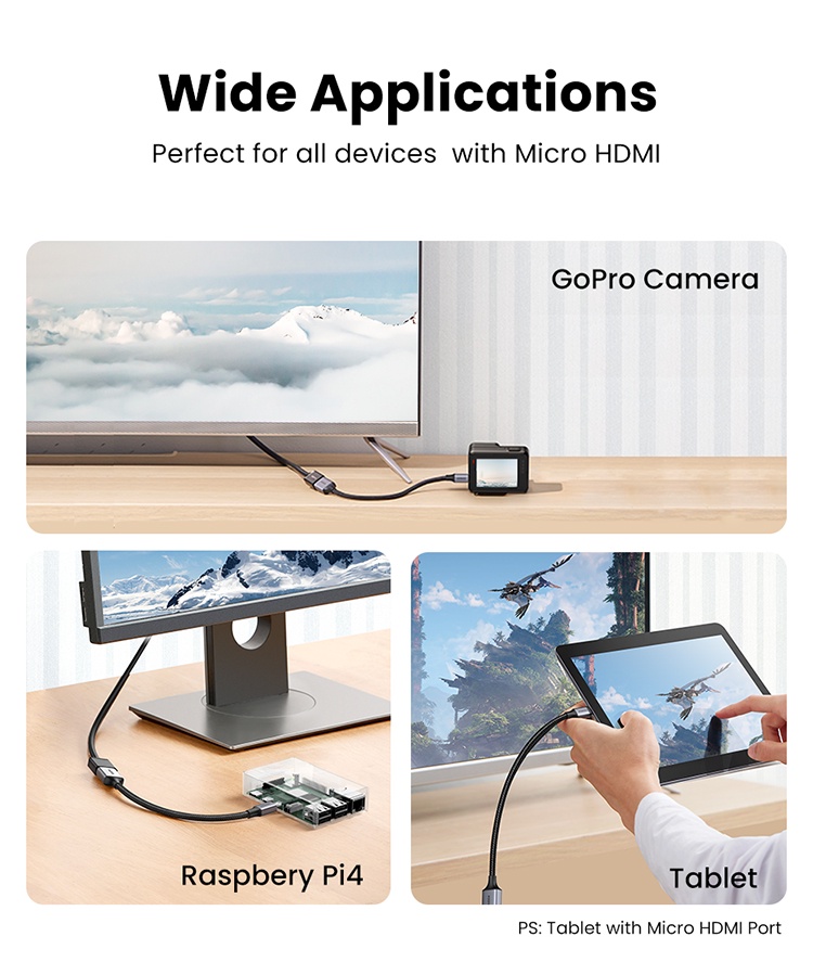 UGREEN 0.25M Micro HDMI to HDMI Cable Male to Female Micro HDMI Adapter | Shopee Malaysia