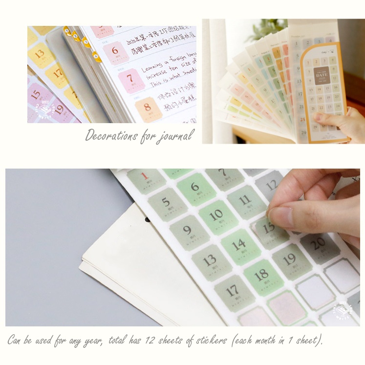 BZS 365 Days Four Seasons Colour Date Deco Stickers Perpetual Calendar ...
