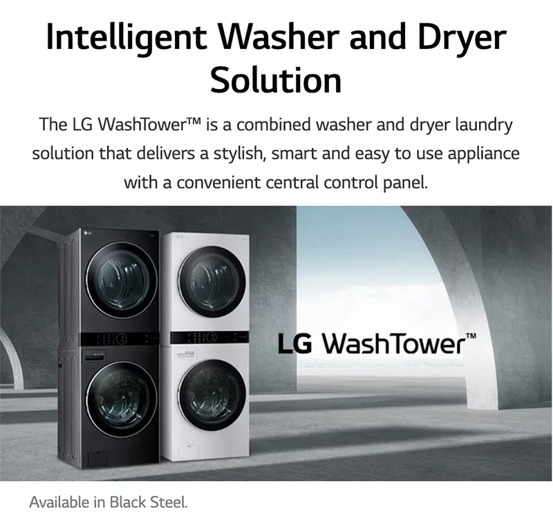 LG 21.0KG/16.0KG Inverter Heat Pump All-In-One Stackable Front Load ...