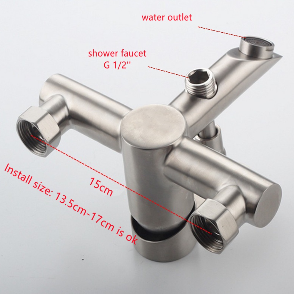 Wall Mount Cold Hot Water Mixer 304 Stainless Steel Triple Valve Nozzle ...