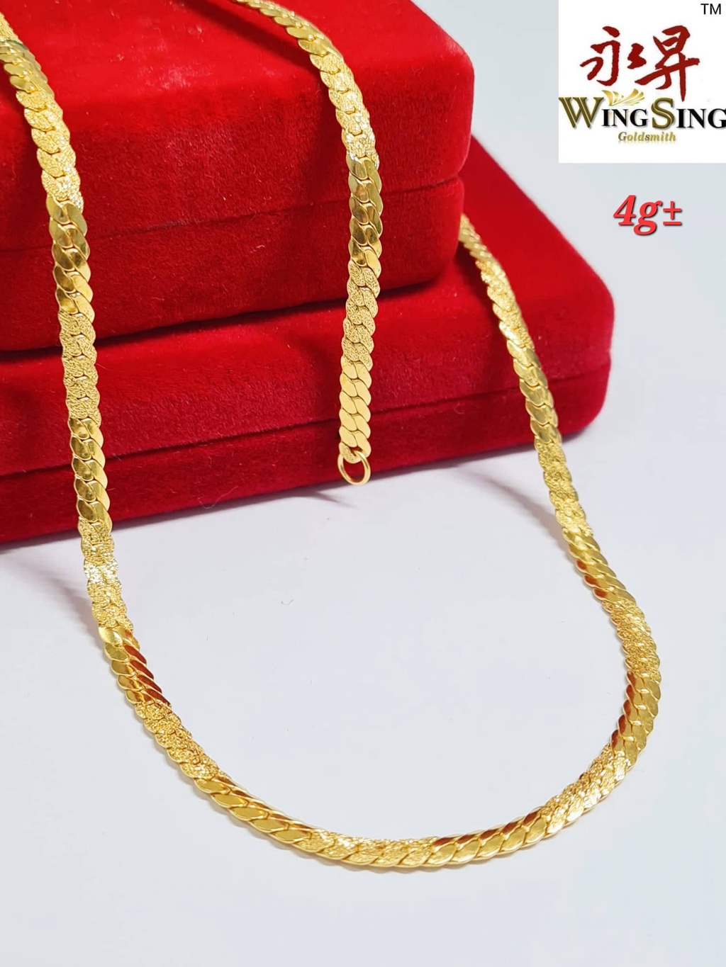 Wing Sing Rantai Leher Perut Ular Emas 916 / 锁骨蛇皮项链 / 916 Gold Snake ...