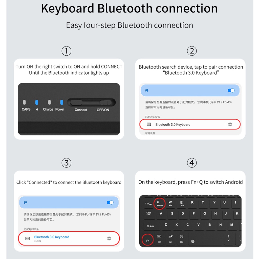 Wireless Keyboard For Samsung Galaxy Z Fold 7 Fold 6 Fold 5 Fold 4 Fold ...