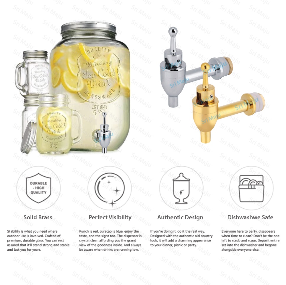 MAJU JBT-JB9090 Solid Brass Jar Bib Tap Tupperware Zebra Dispenser ...