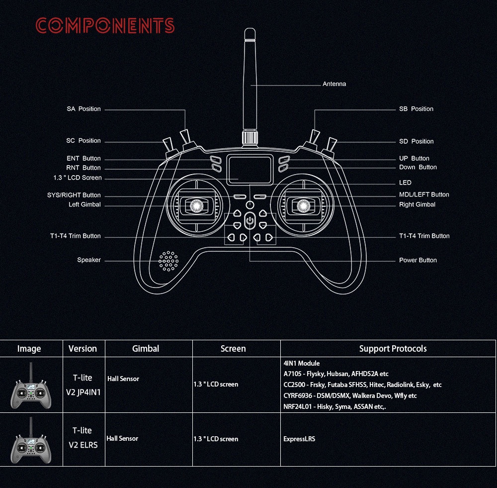 Jumper T-Lite V2 Remote Control RC Model ELRS JP4IN1 Hall Sensor ...