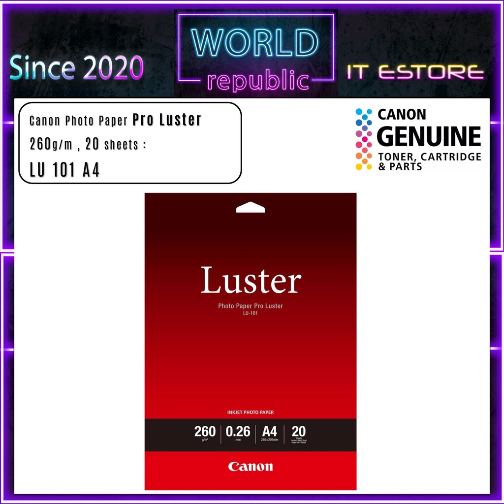 Canon LU-101 LU101 A4 A3 A3+ Size ( 20 sheets ) Photo Paper Pro Luster ...