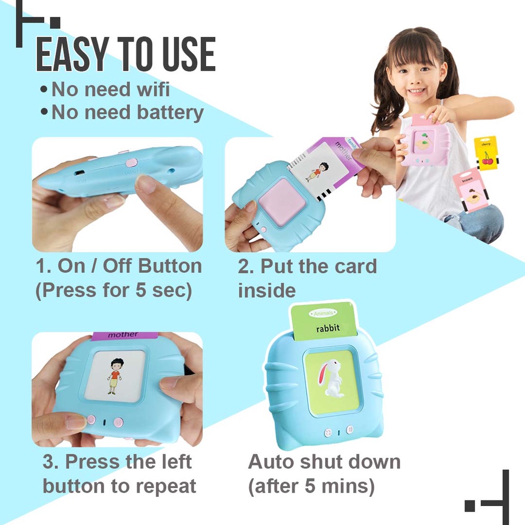 ⭐Moo Baby Flash Card for Baby Learning Toys Flash Card Reader for Kids ...