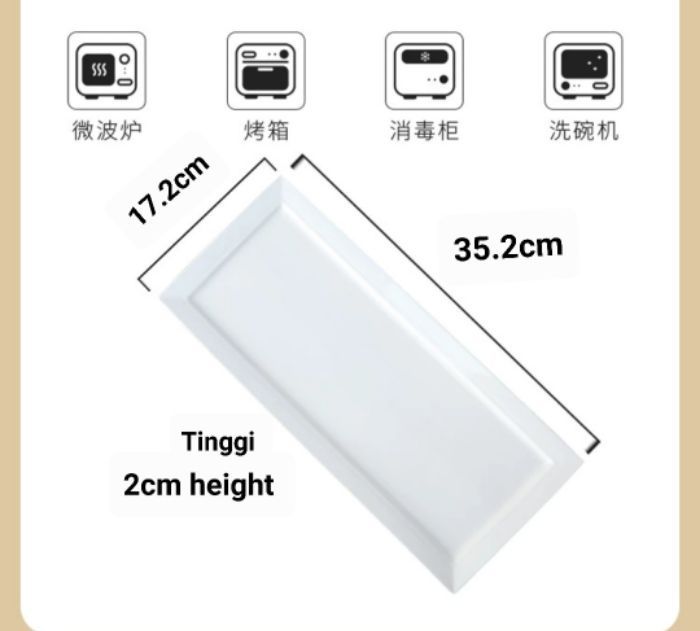 Porcelain Rectangle Rim Plate Sushi Long Plate Dessert Cake Western ...