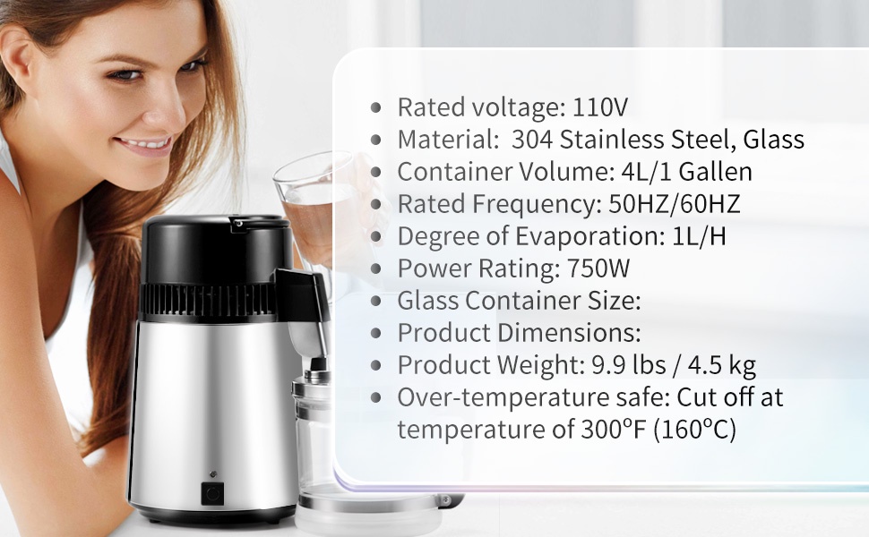 Water Distiller for Home 1 Gal, Distilled Pure Water Maker Machine ...