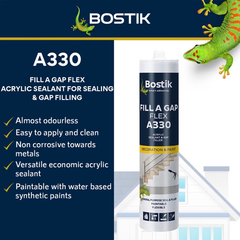 SW Bostik A330 Silicon White Acrylic Sealant Silicon Putih Multipurpose Gap Filler 450g 300ml ...