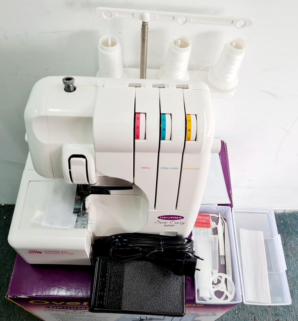 MESIN JAHIT TEPI 3 BENANG 1 JARUM OKURMA : MODEL : 920P/ OVERLOCK ...