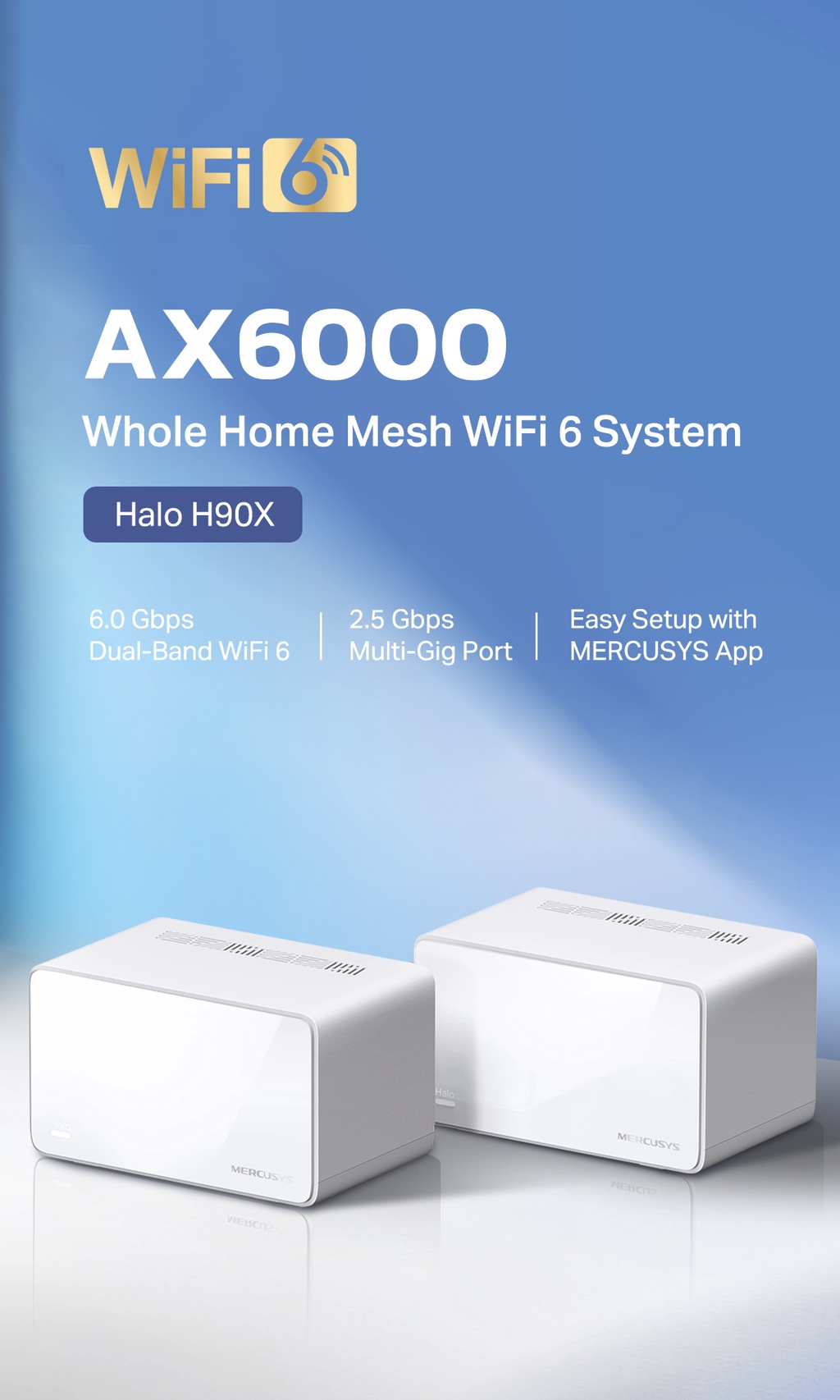 Mercusys AX6000 2.5G Port Whole Home Mesh WiFi 6 Router System Halo ...