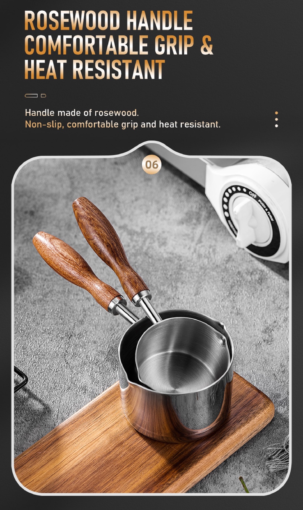 CCKO Mini Saucepan Small sized Pot with Rosewood Handle 304 Food Grade ...