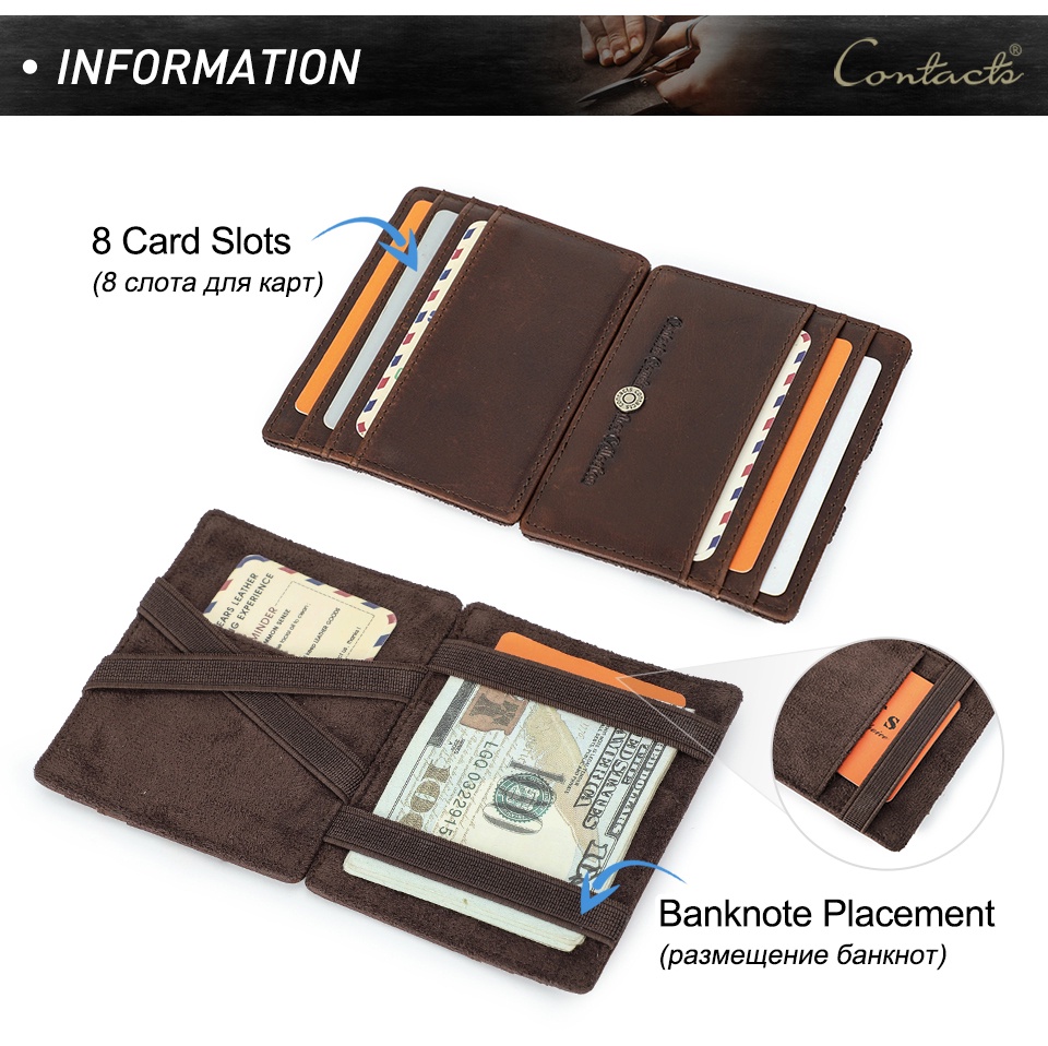 CONTACT'S Genuine Leather Men Magic Wallet Card Holder Small Wallets ...