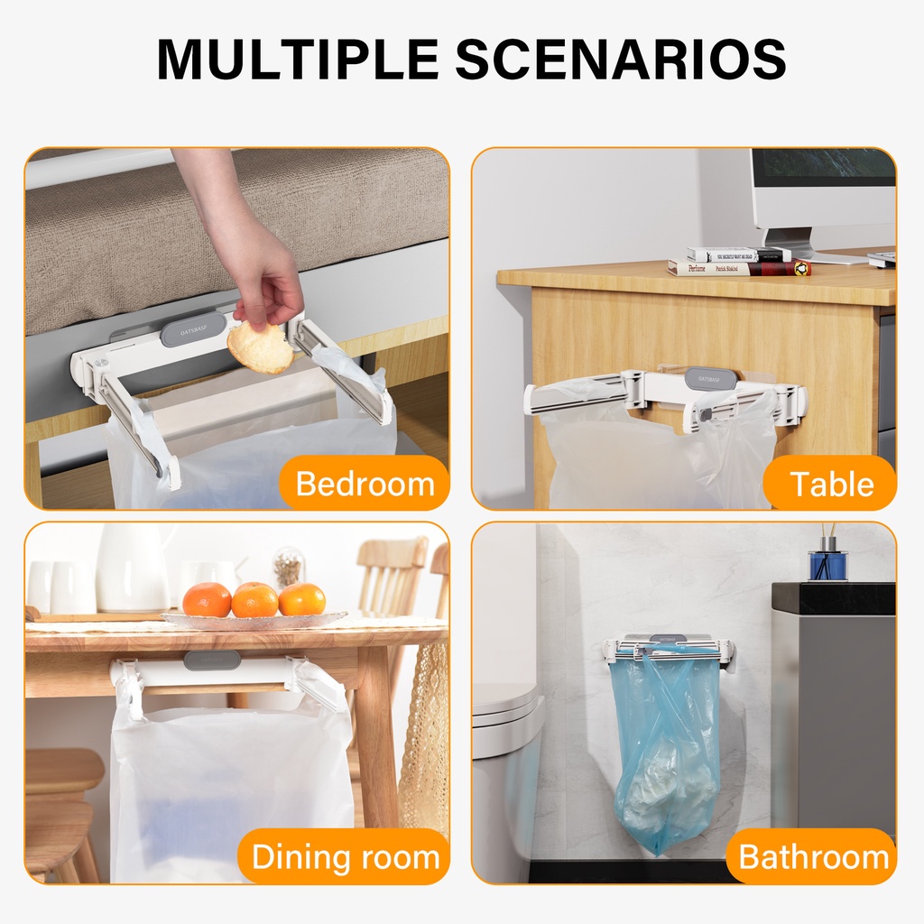 Oatsbasf Kitchen Foldable Garbage Bag Holder Cabinet Door Trash Rack ...