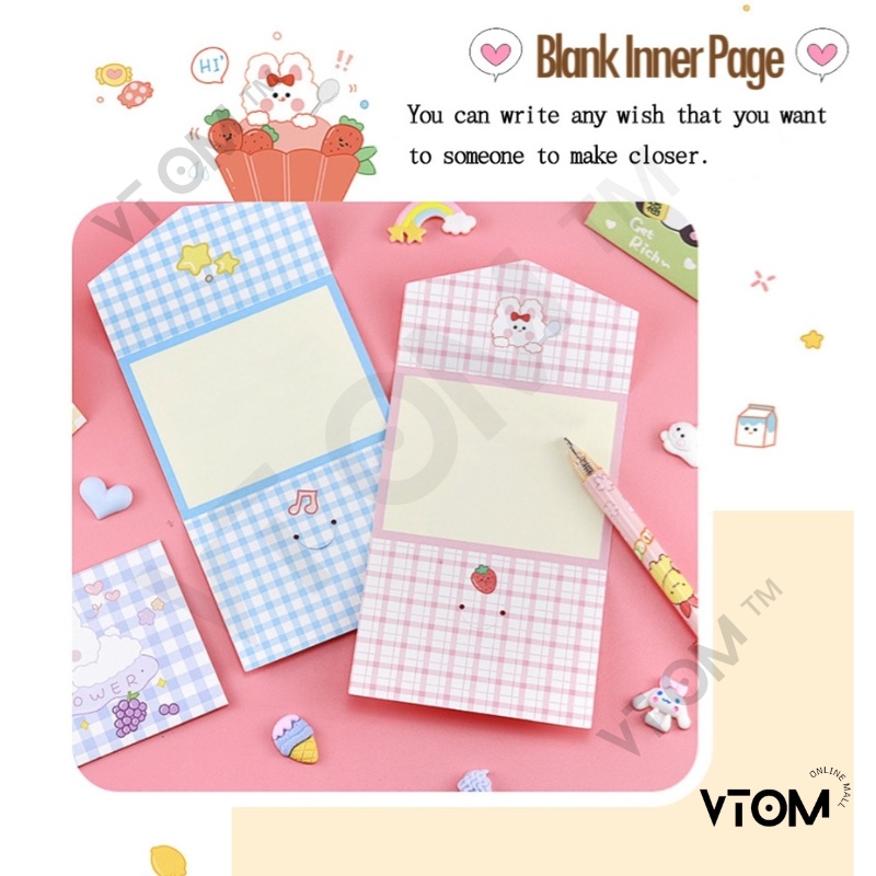 VTOM Cute Cartoon Animal Greeting Card Mini Wish Card Birthday Kad ...