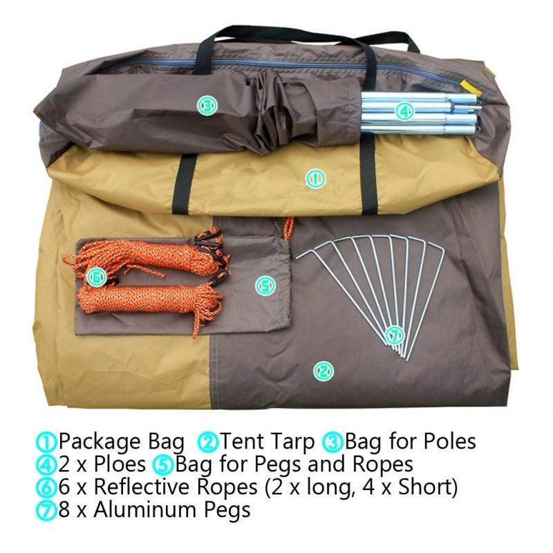 Camping Tarp 550*560CM 5-8 Person Waterproof Sun Shelter Beach Tent Sun ...