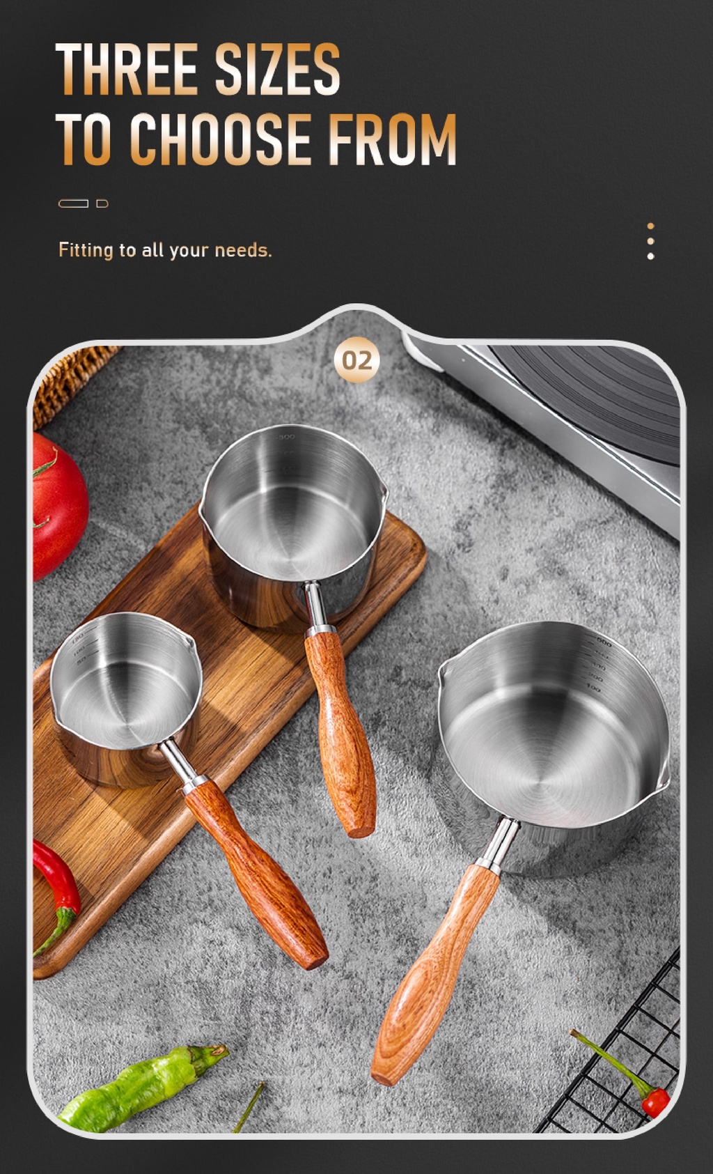 CCKO Mini Saucepan Small sized Pot with Rosewood Handle 304 Food Grade ...