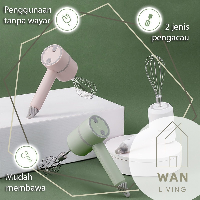 Pengacau Telur Elektrik Wireless Electric Hand Mixer Egg Beater ...