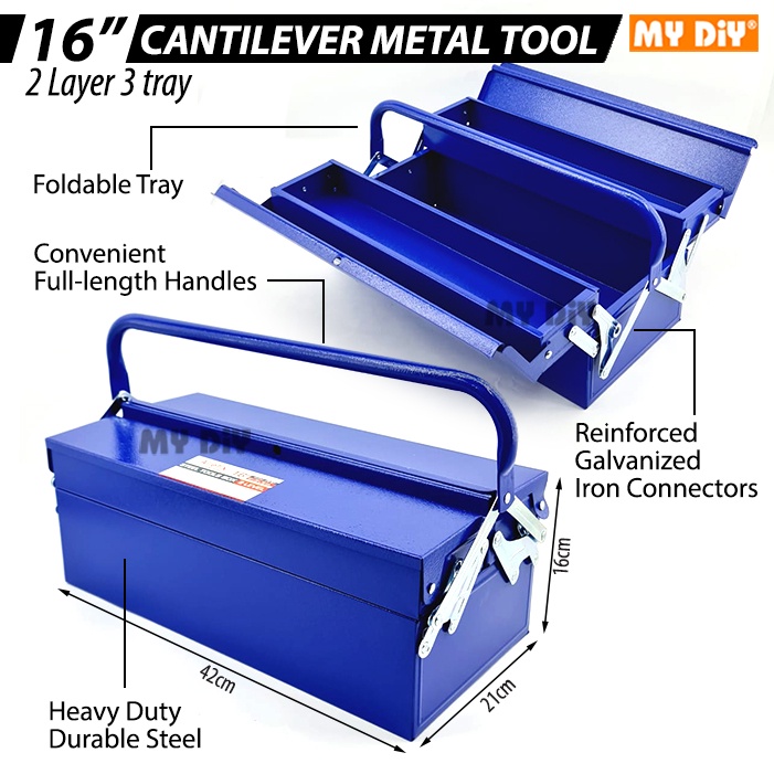 MYDIYHOMEDEPOT - Allefix 16" Heavy Duty Cantilever Metal Tool Box 2 ...