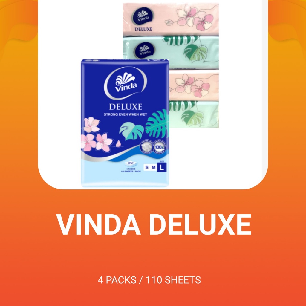 Vinda Deluxe Soft Pack Facial Tissue Large 3ply - 110's x 4 Vinda ...