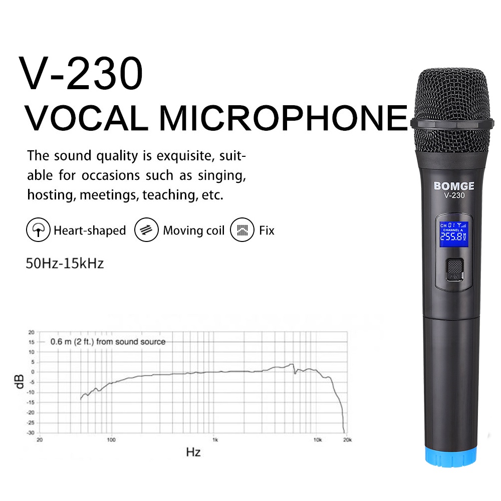 BOMGE VHF Frequencies 2 Handheld Dynamic Capsule 2 channels Wireless Microphone | Shopee Malaysia