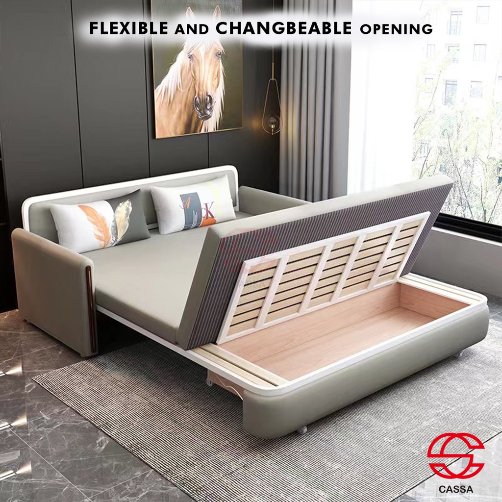 Cassa NEWTECH Multifunction Fabric Sofa Bed with Pullable Queen Size ...