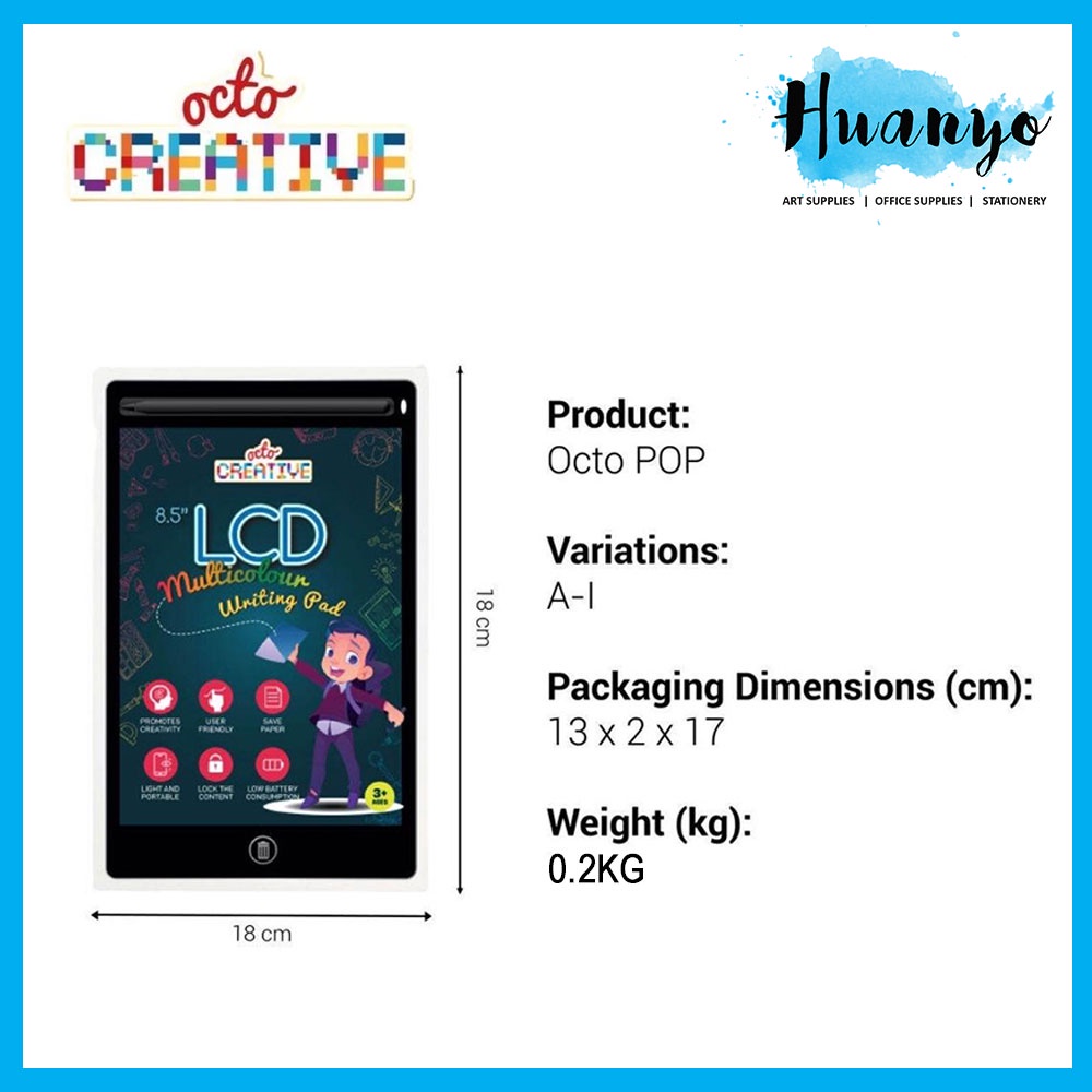 Octo Creative Multi Colour LCD Writing Drawing Digital Pad Tablet (8.5 ...