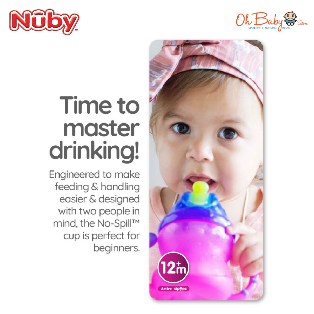 Nuby Grip And Sip Flip-It Fat Straw Cup (12m+) (240ml) | Shopee Malaysia