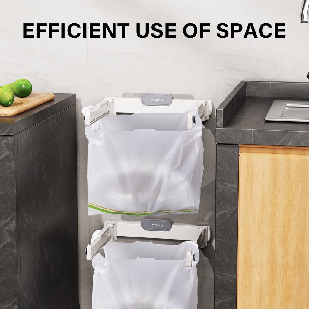 Oatsbasf Kitchen Foldable Garbage Bag Holder Cabinet Door Trash Rack ...