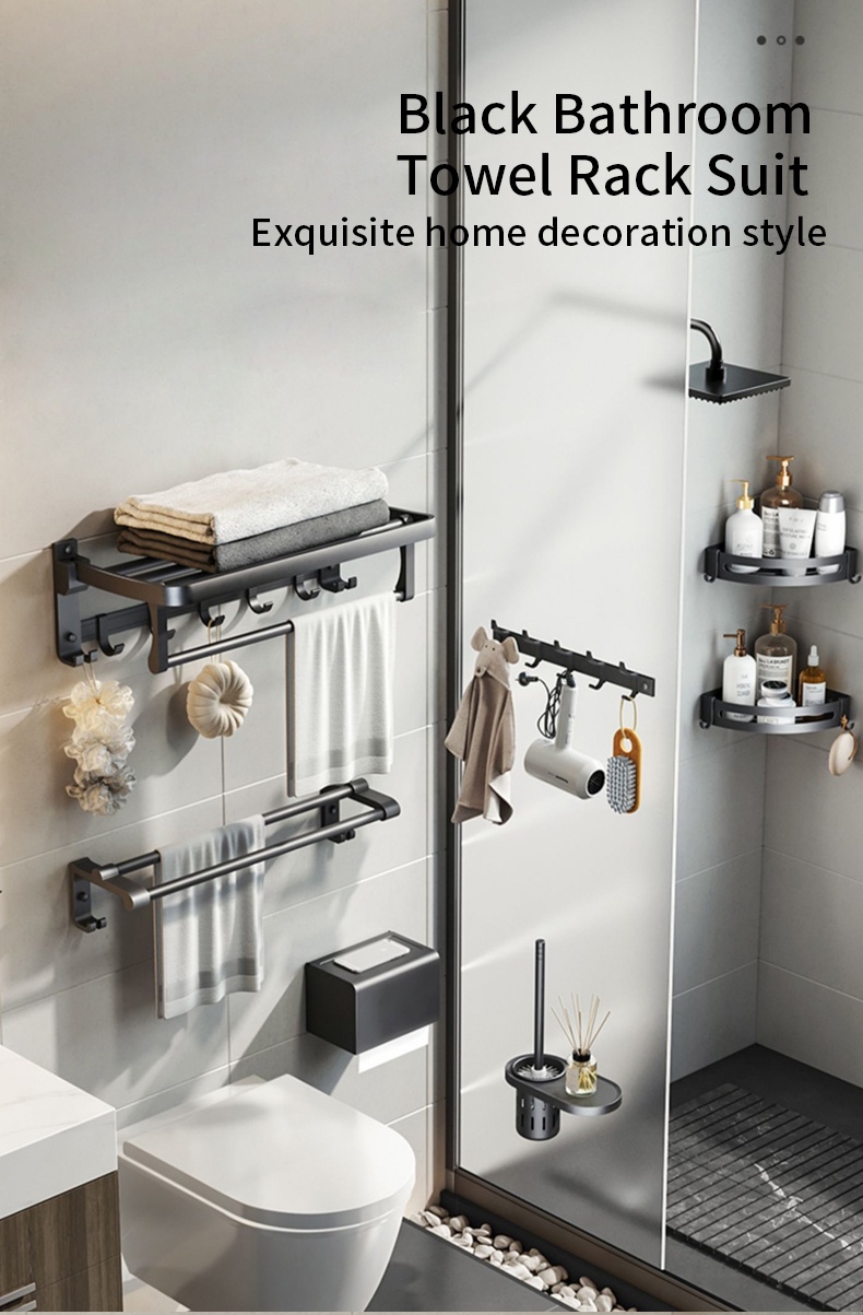 [MY Stock] YUN JIE YA Foldable bathroom rack toilet accessories set ...