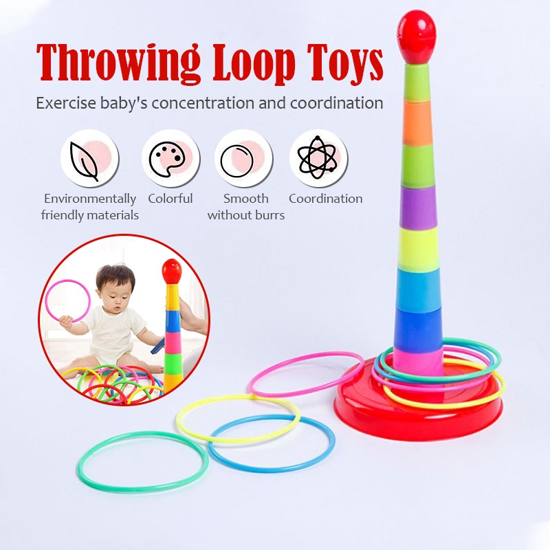 Children Throw Circle Toy Throwing Ring Game Ferrule Stacked Toys Fun ...
