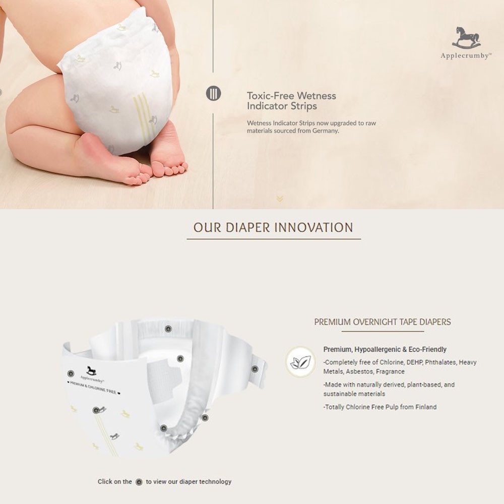 Applecrumby Chlorine Free Airplus Overnight Tape Diapers / Pull Up ...