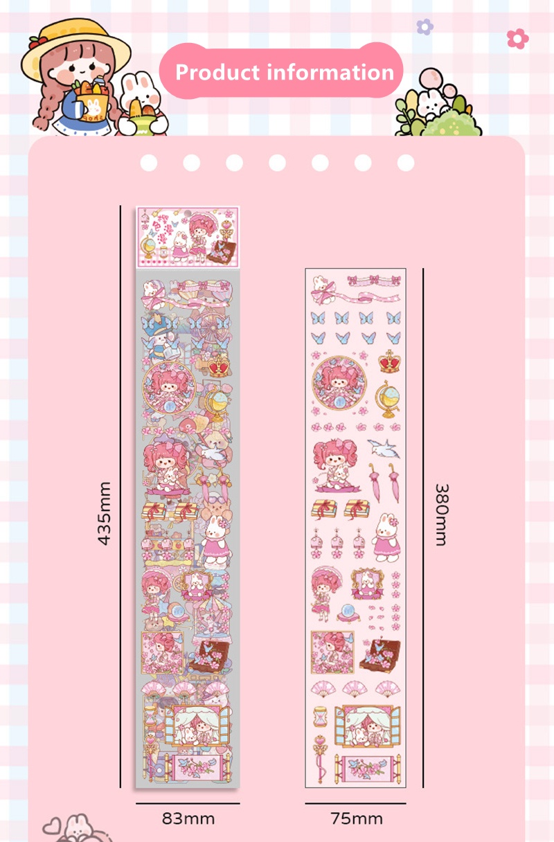 20 Sheets Pack - DIY Cute Long Strip Stickers Girl gift hand ledger ...