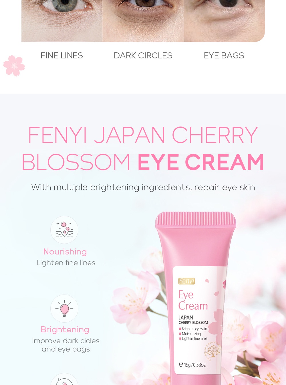 LAIKOU FENYI Japan Cherry Blossom Eye Cream Brighten Eye Skin ...