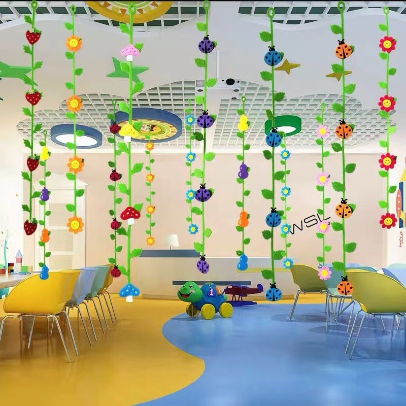 Felt Flowers Craft bunga 3D Wall Decor Kindergarten Layout Kartun ...