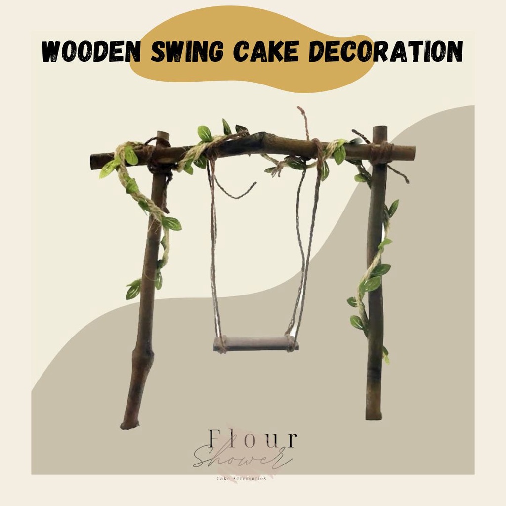 Wooden Swing Cake Topper Decoration | Birthday Decoration | Kek Hiasan ...