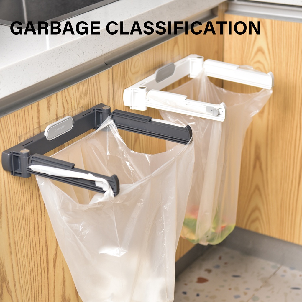 Oatsbasf Kitchen Foldable Garbage Bag Holder Cabinet Door Trash Rack ...