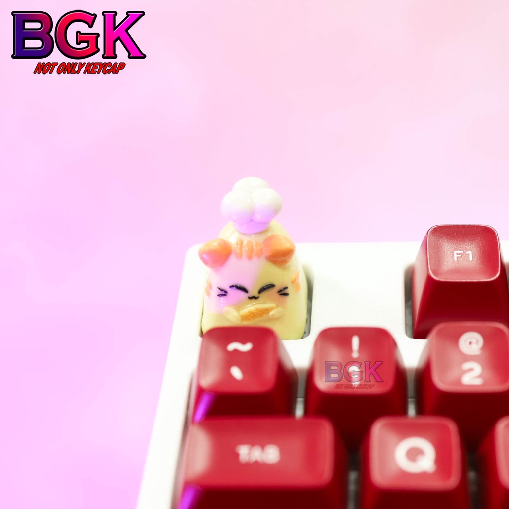 Super Cute Kitten Eating Bread Mechanical Keyboard Button Artisan Clay ...
