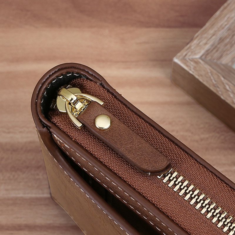 Fashion High End Men Short Style Trifold Wallet Zipper + Snap Buckle PU ...