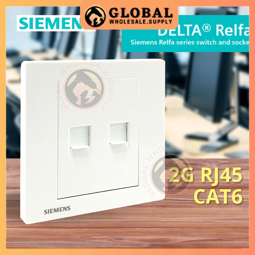 SIEMENS Delta 2 Gang RJ45 CAT6 Faceplate RJ45 Wall Socket Network ...