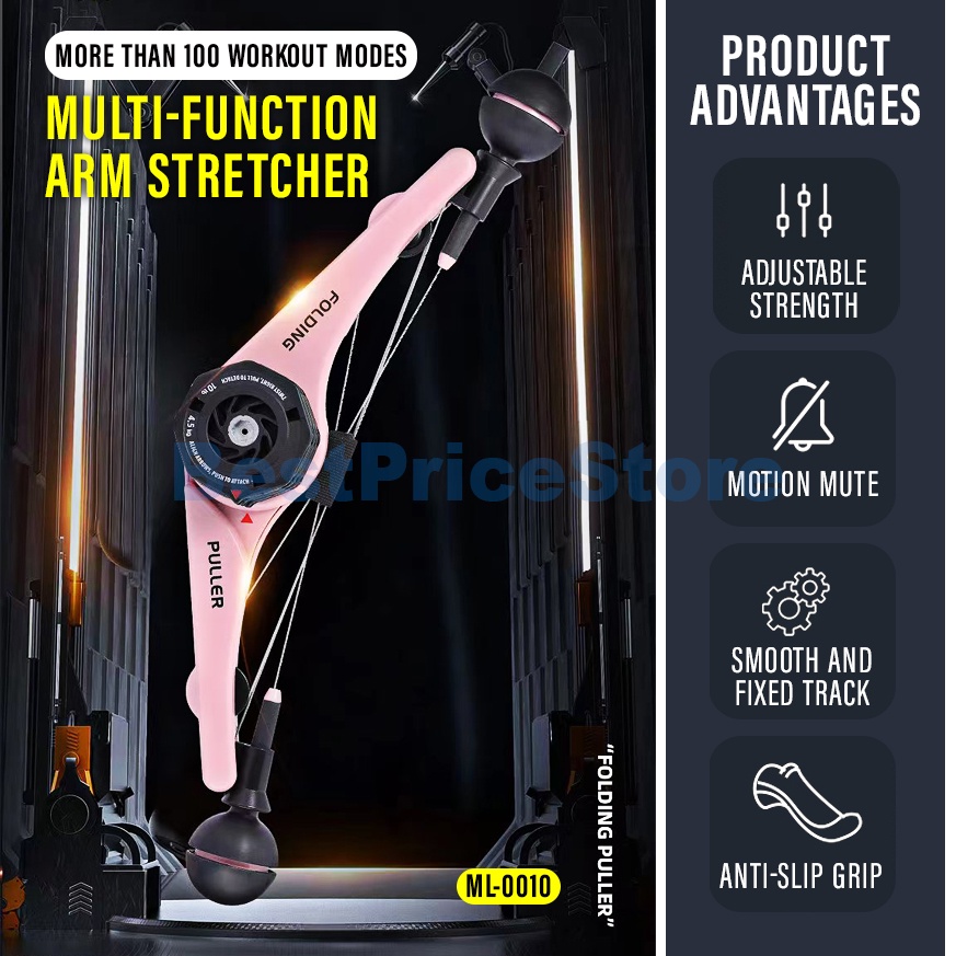 BPS Arm Puller Exercise 4.5-18kg Resistance Hand Grip Foldable Forearm ...
