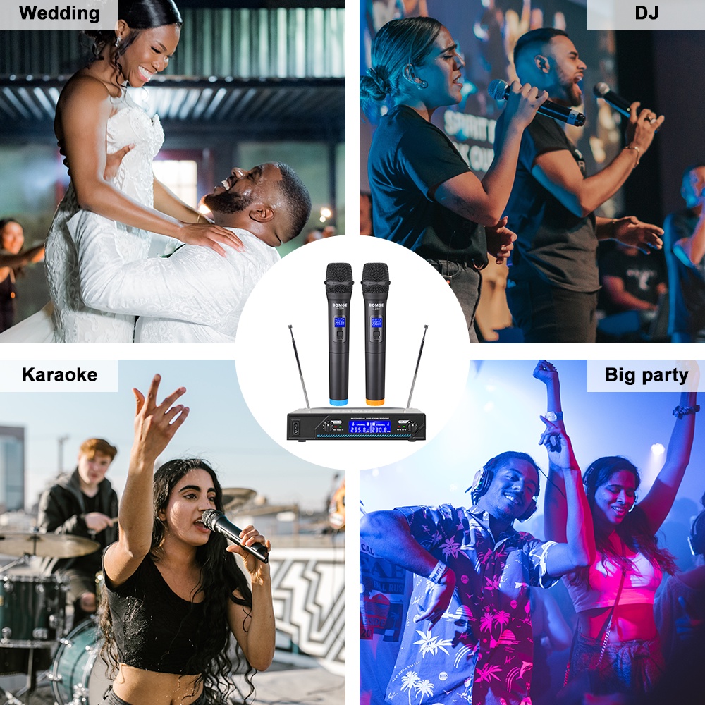 BOMGE VHF Frequencies 2 Handheld Dynamic Capsule 2 channels Wireless Microphone | Shopee Malaysia
